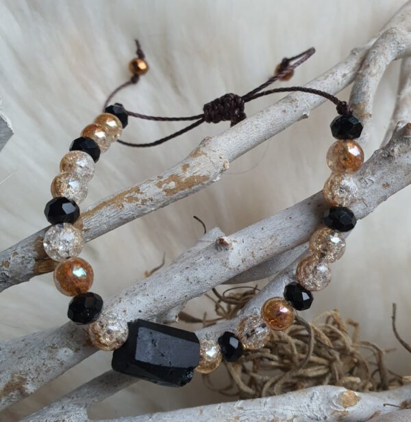 Handgemaakte armband van gekrakte bergkristaal in gouden gloed ...